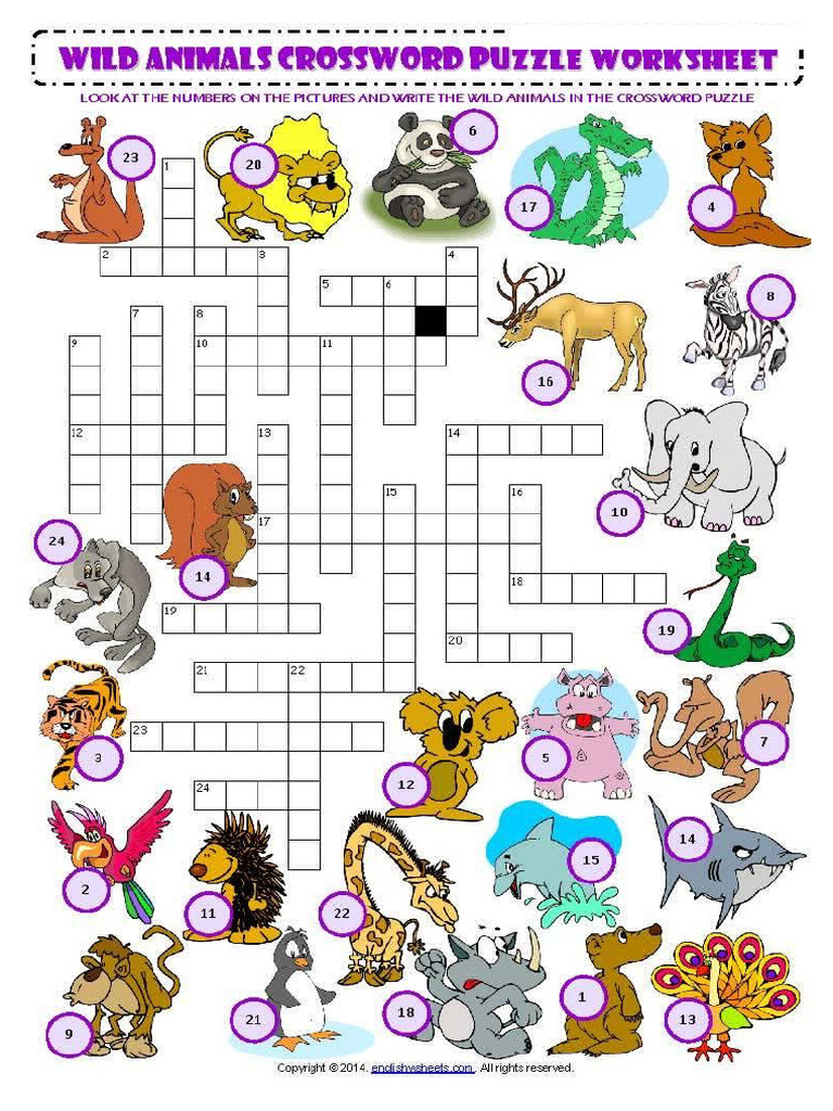 Animals - ESL Wordsearch and Crossword | PDF