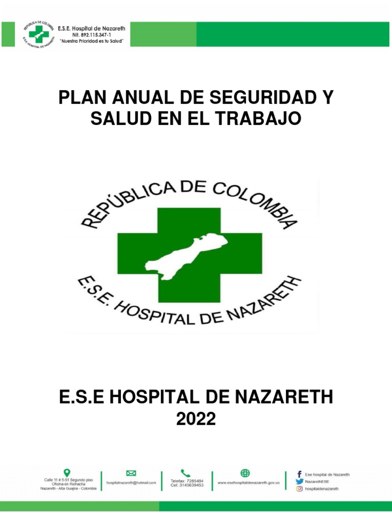 Plan Anual de Seguridad y Salud 2022 | PDF | Seguridad y salud ocupacional | La seguridad ...