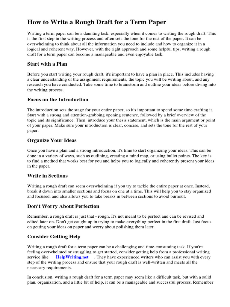 How To Write A Rough Draft For A Term Paper | Download Free PDF ...