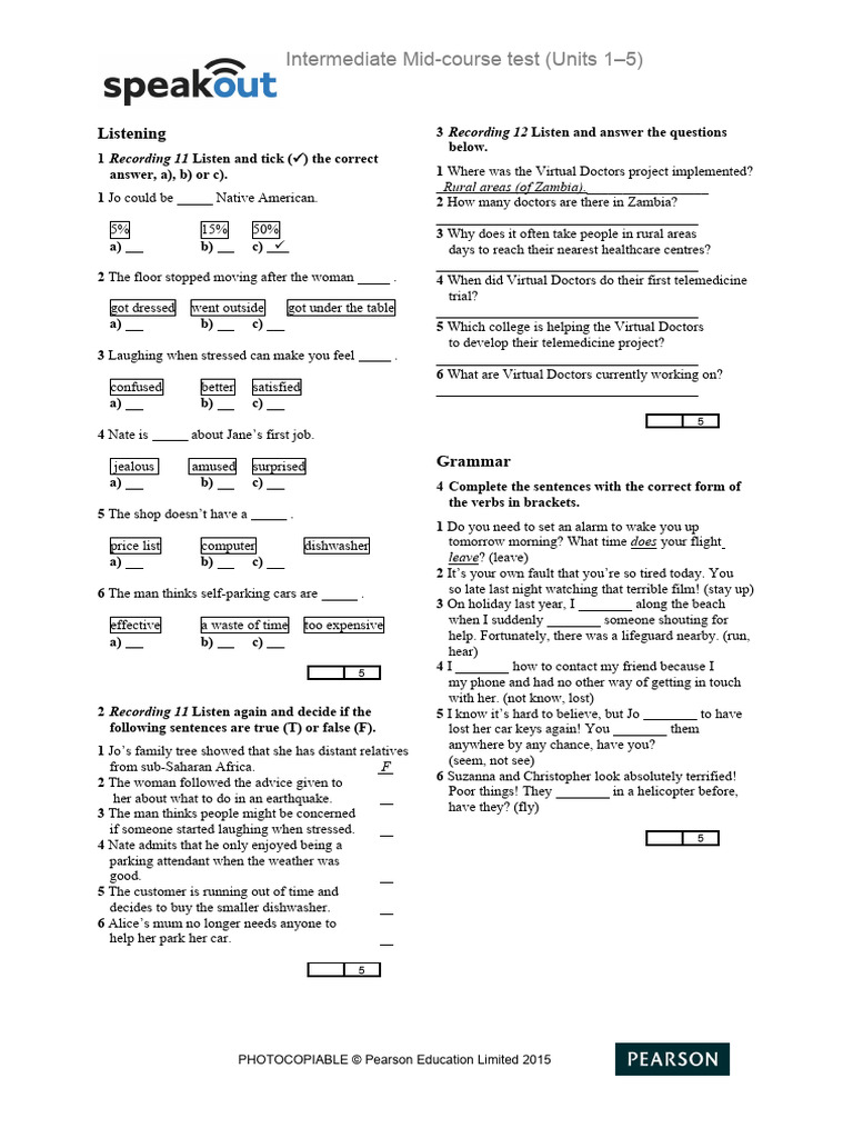 Intermediate Test for English Units 1-5 | PDF | Internet | Wi Fi