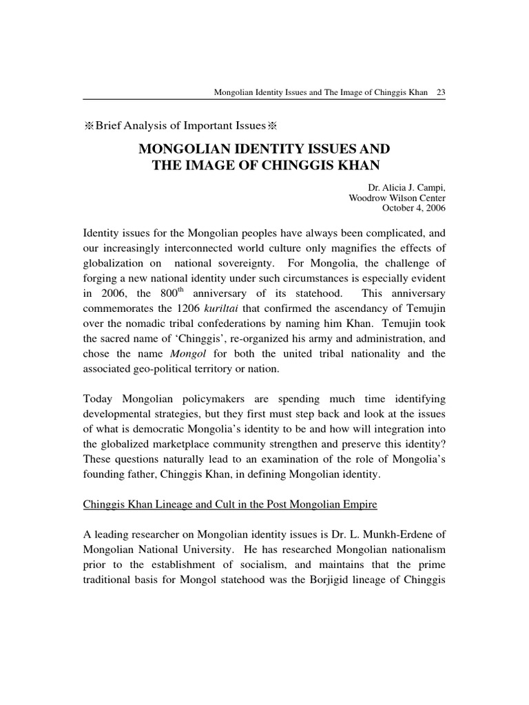 02 Mongolian Identity Issues and The Image of Chinggis Khan DR - Alicia ...