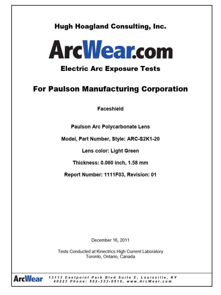 CERTIFICADO AMP1-20HT-EC Kinectrics-Paulson ARC-S2K1-20 Polycarbonate ...