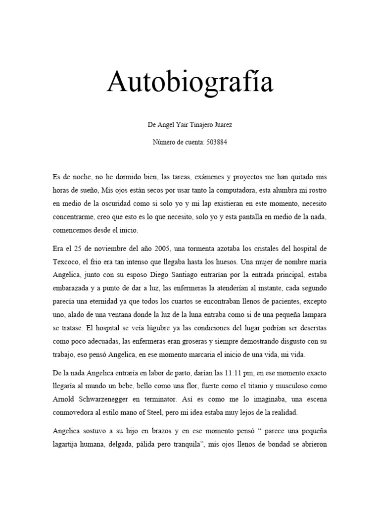 Autobiografía de Angel Yair Tinajero | PDF | Poesía