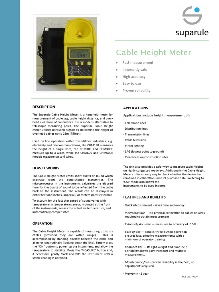 Medidor Altura de Cables Mod Chm600e Suparule Cable - Height - Meter ...