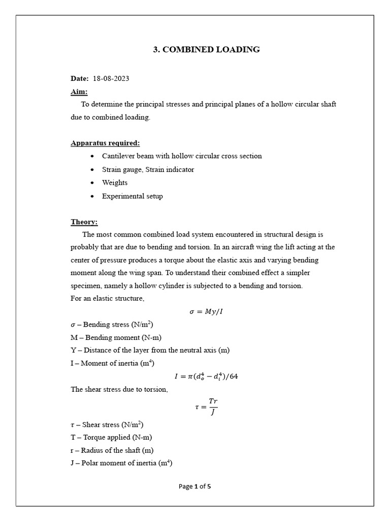 3 - Combined Loading - 18-08-23 | Download Free PDF | Bending | Beam ...