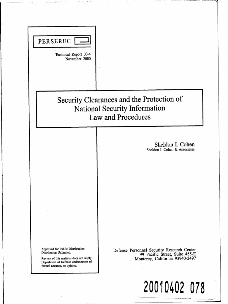 Security Clearances and The Protection National Security Information and Procedures | PDF ...