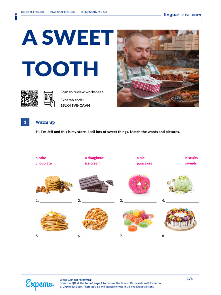 Sweet Tooth: English A1-A2 Lesson | PDF | Subject (Grammar) | Pronoun