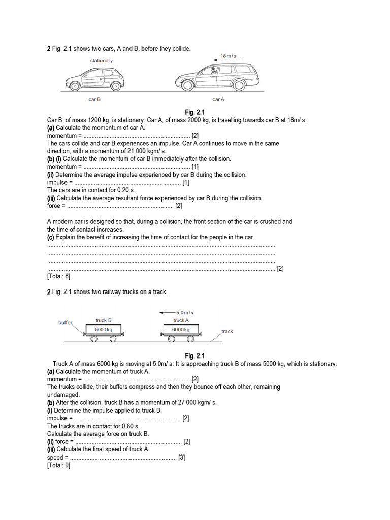 Worksheet 2 For Momentum | PDF | Momentum | Force