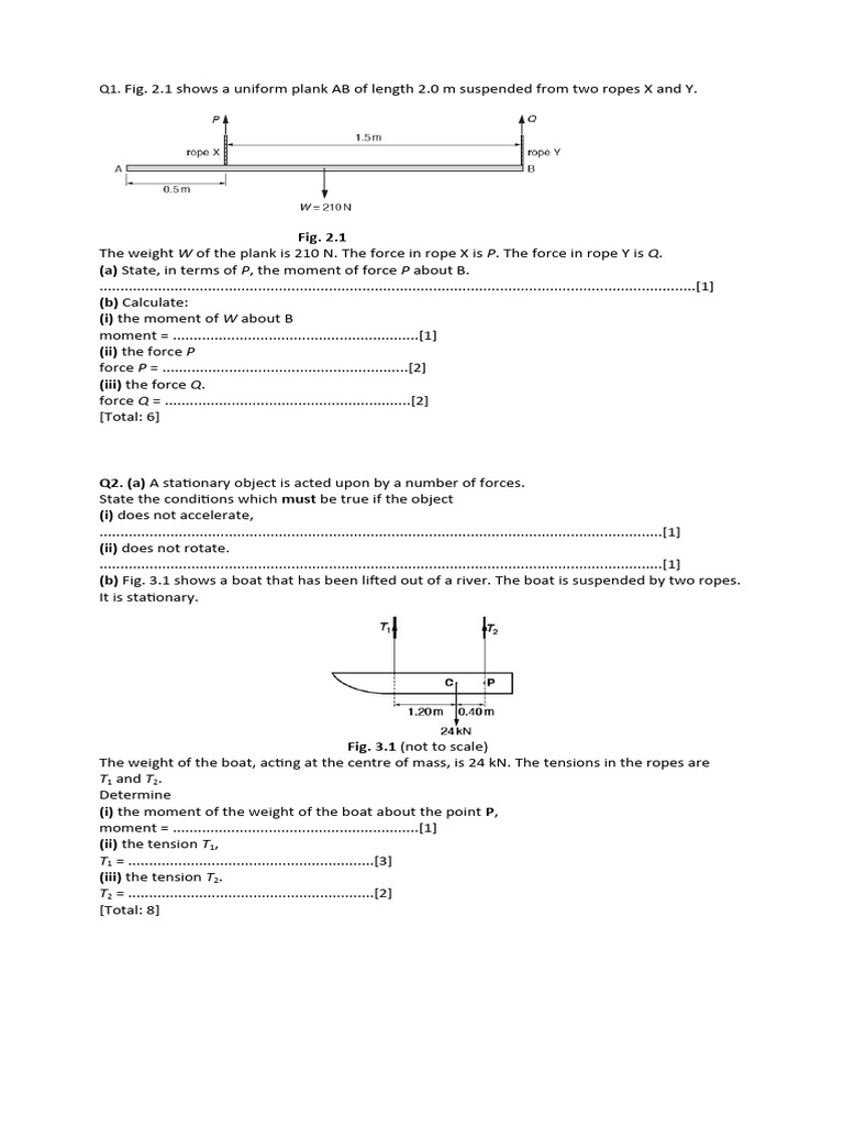 Worksheet For Turning Effect | PDF