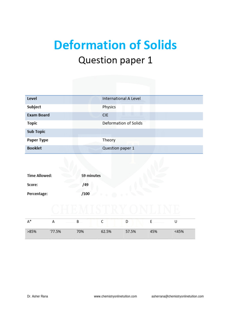 CIE A Level Physics: Deformation of Solids | PDF | Physics | Physical ...