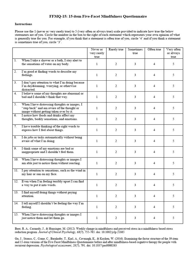FFMQ 15 | PDF | Mindfulness | Thought