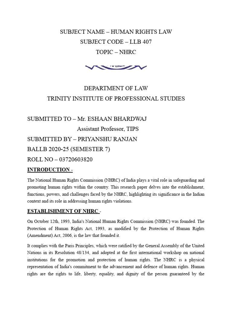 NHRC (1) | PDF | Human Rights | Government Of India