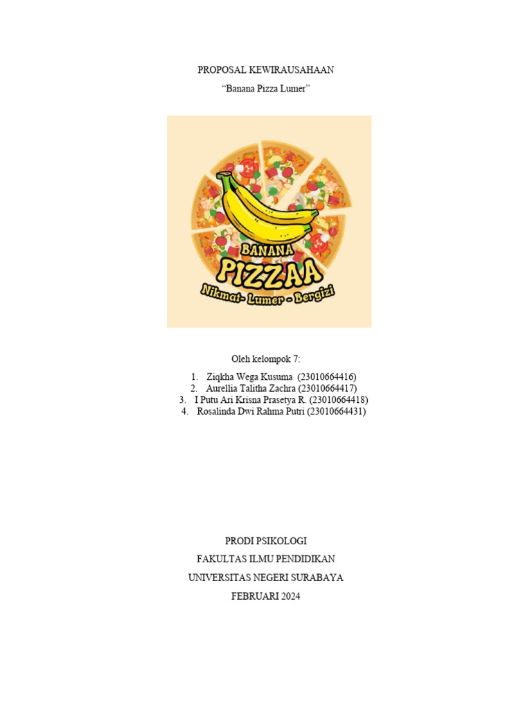 Proposal Usaha Banana Pizza Lumer | PDF