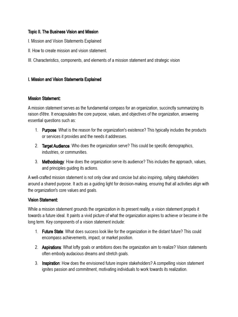 Topic II in Strategic Management | PDF | Goal | Strategic Planning