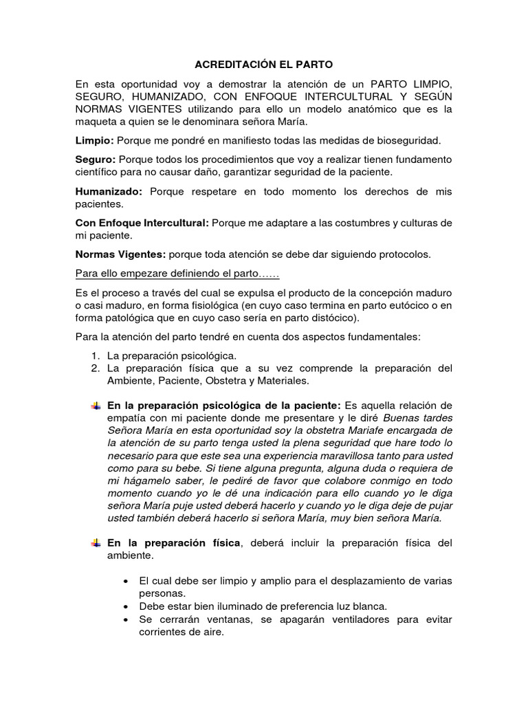 Parto Limpio y Humanizado: Protocolo de Atención | PDF | Parto | Partería