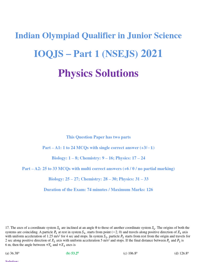 Ioqjs (Part 1) 2021 Solution | PDF | Photon | Oscillation