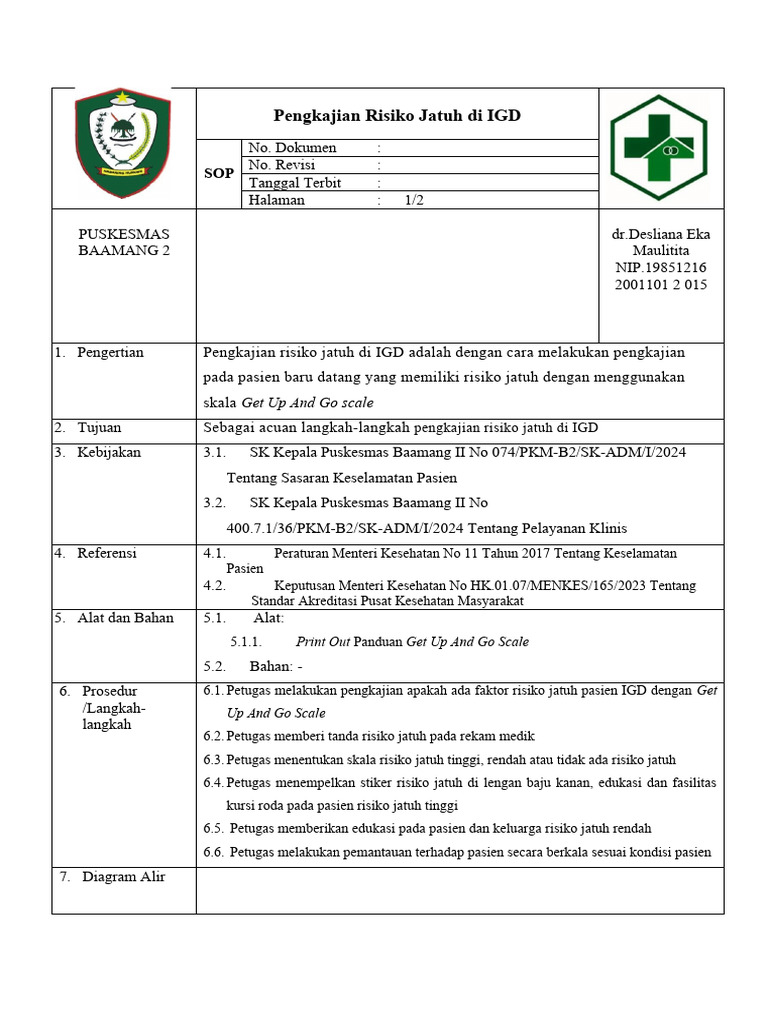 Sop Pengkajian Risiko Jatuh Di IGD | PDF
