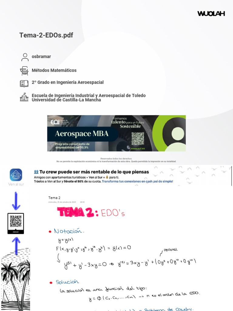 Tema 2 EDOs | PDF | Ingeniería
