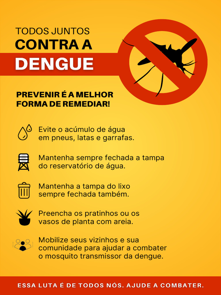 Panfleto Combate À Dengue Simples Ilustrado Amarelo e Vermelho | PDF