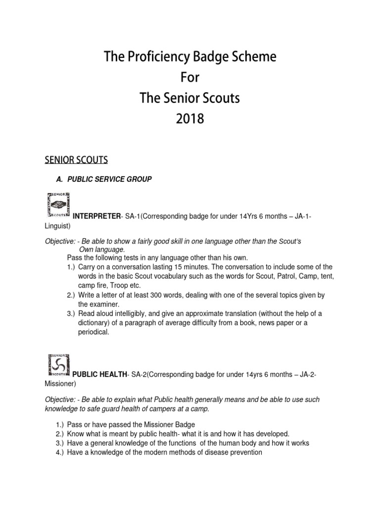 The Proficiency Badge Scheme Senior Scouts | PDF | Surveying | First Aid