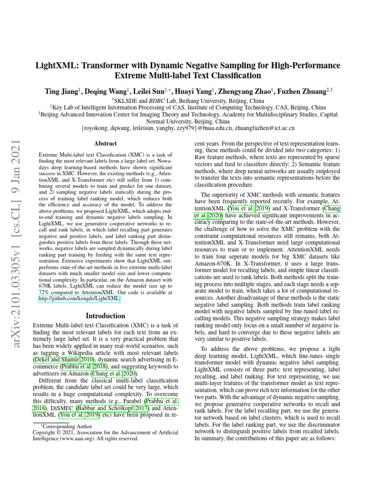 LightXML Transformer With Dynamic Negative Sampling For High-Performance | PDF | Deep Learning ...