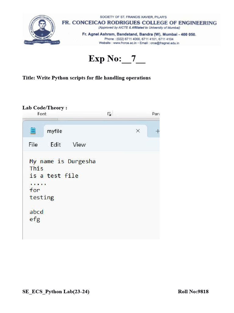 9818 EXP7 Python | PDF