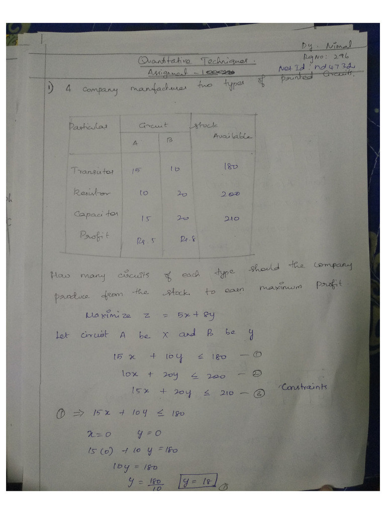 Quantitative Techniques Assignment 1 296 | PDF