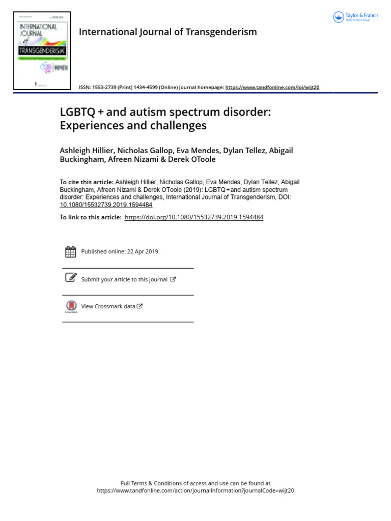 LGBTQ + and Autism Spectrum Disorder: Experiences and Challenges | PDF ...