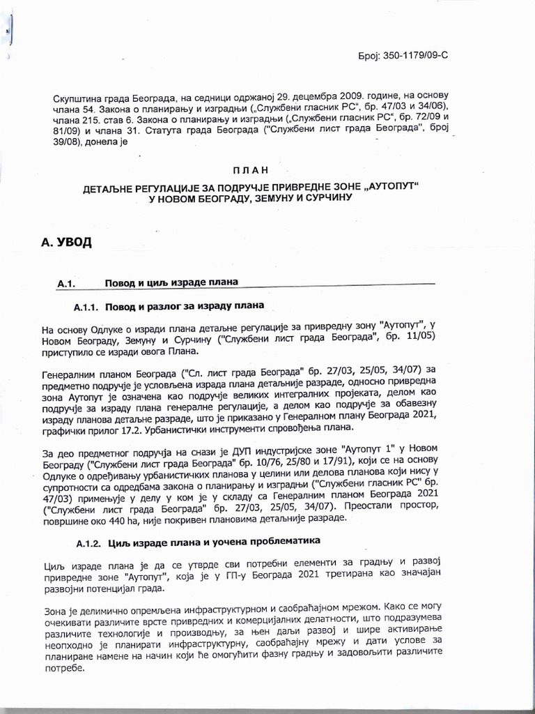 Plan Detaljne Regulacije Autoput | PDF