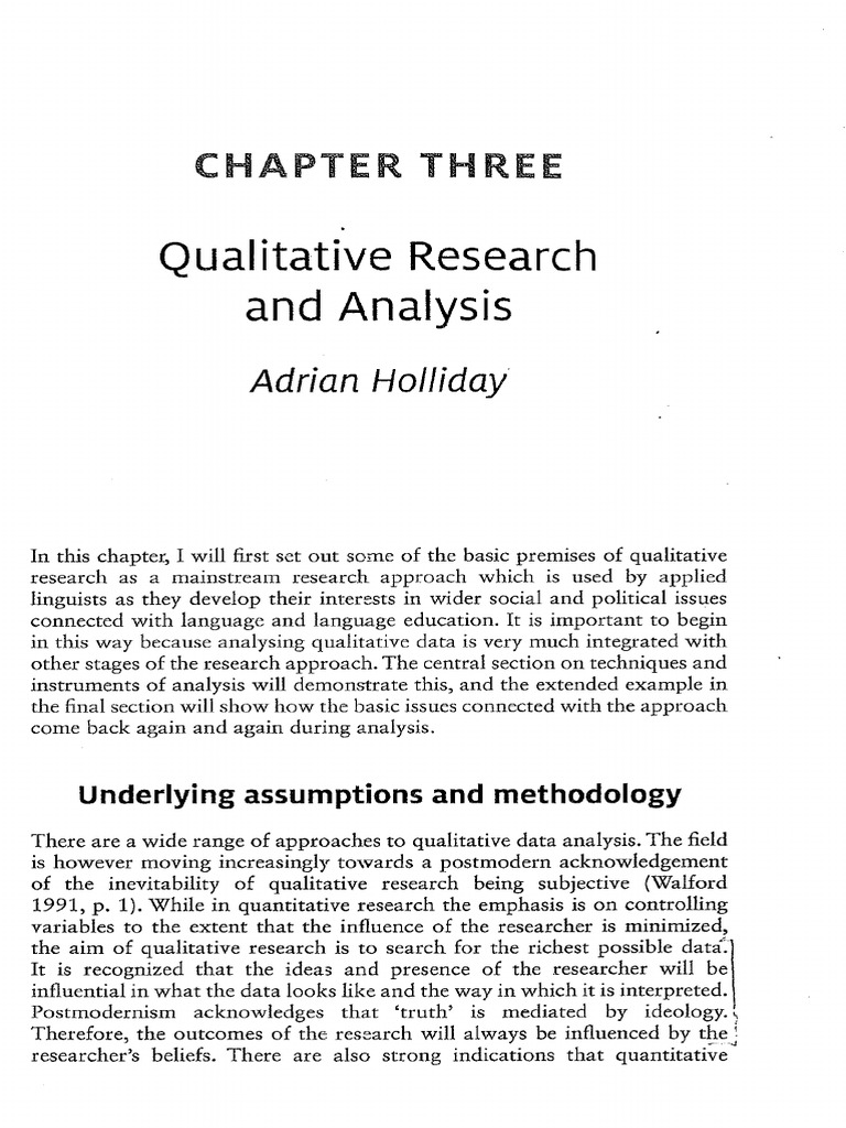 1 Paltridge & Phakiti - CH3 - Qualitative Research | PDF