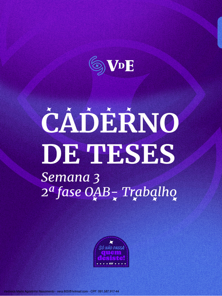 Direito Do Trabalho - Caderno de Teses 2 - Oab | PDF | Separação de ...