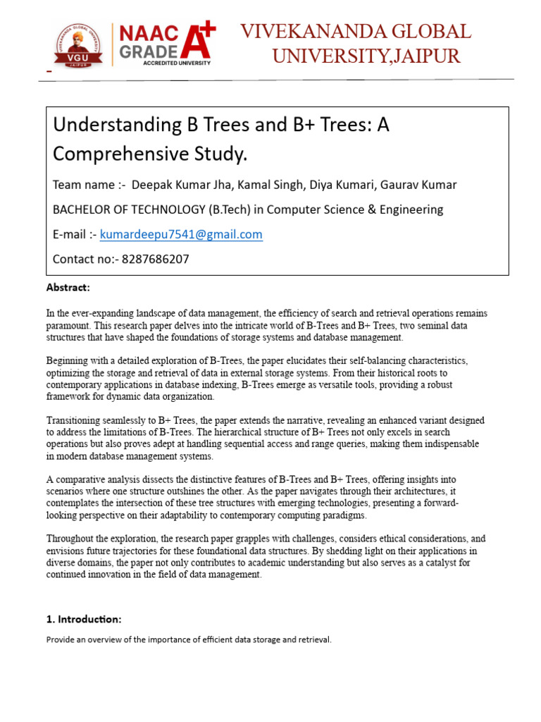 B-Trees and B+ Trees in Data Management | PDF | Databases | Information ...