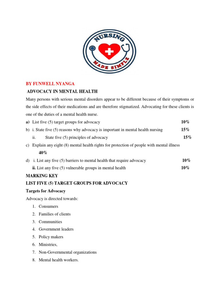 Advocacy in Mental Health by NMSL | PDF | Mental Disorder | Mental Health