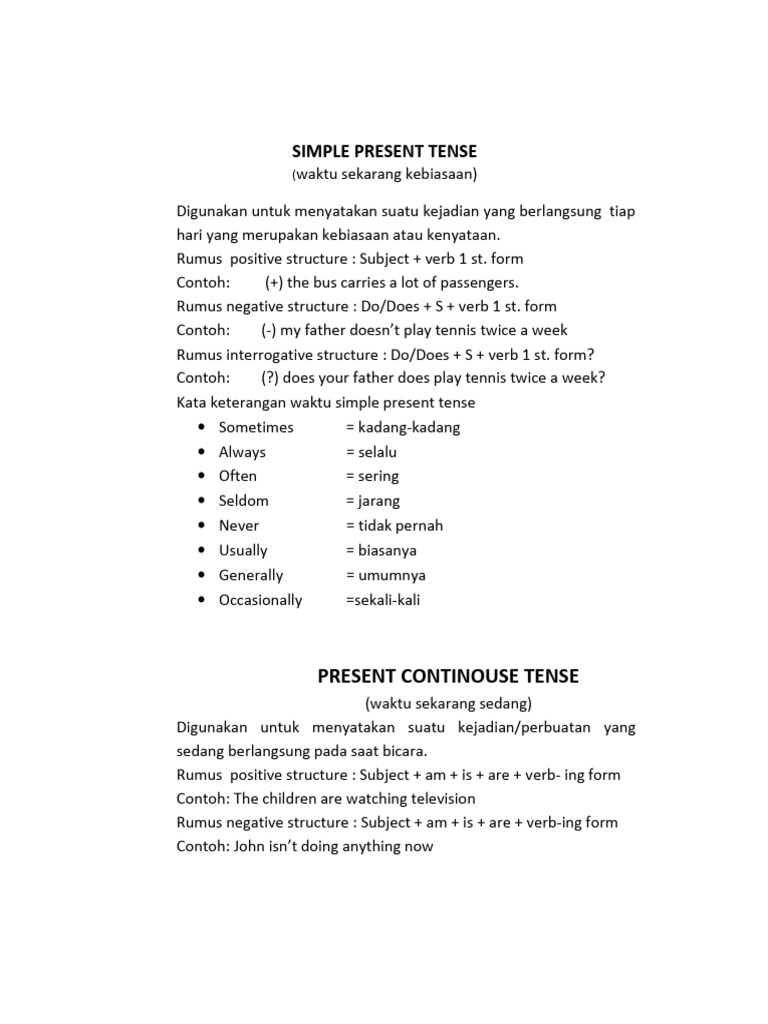 Hand Out Bahasa Inggris 'Tenses' (1) | PDF | Syntax | Linguistic Morphology
