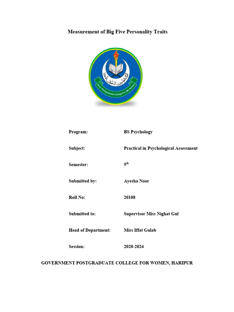 Big Five Personality Test Overview Pdf Extraversion And