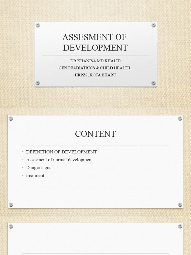 ASSESMENT OF DEVELOPMENT | PDF | Child Development | Speech