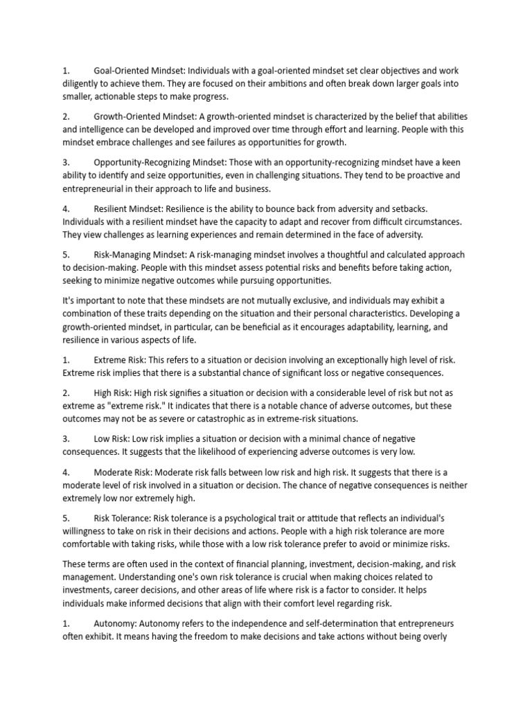 1 | PDF | Mindset | Risk