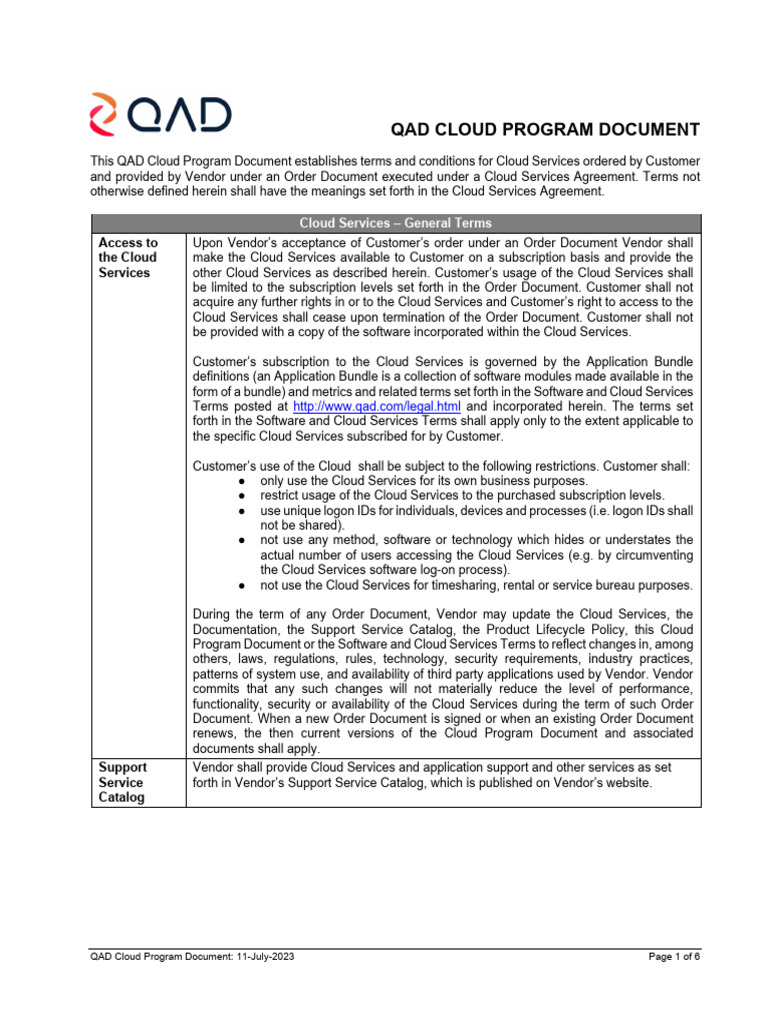 Qad Cloud Program Pdf Cloud Computing Information Security