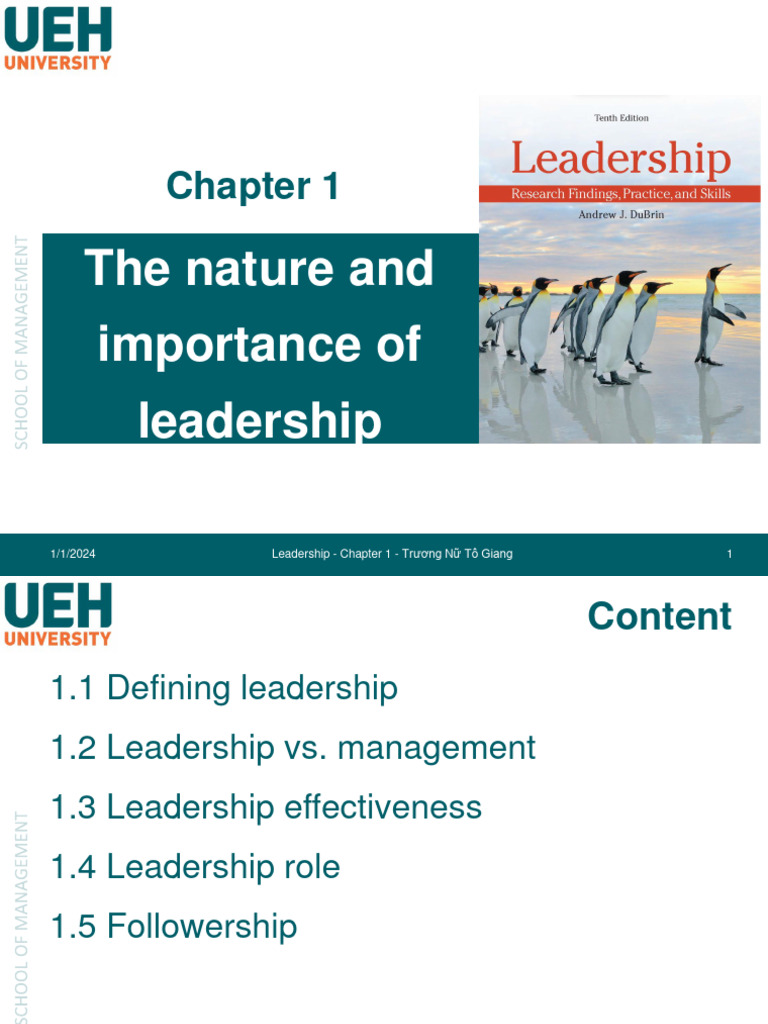 Leadership - Chapter 1 ENG | PDF | Leadership | Applied Psychology