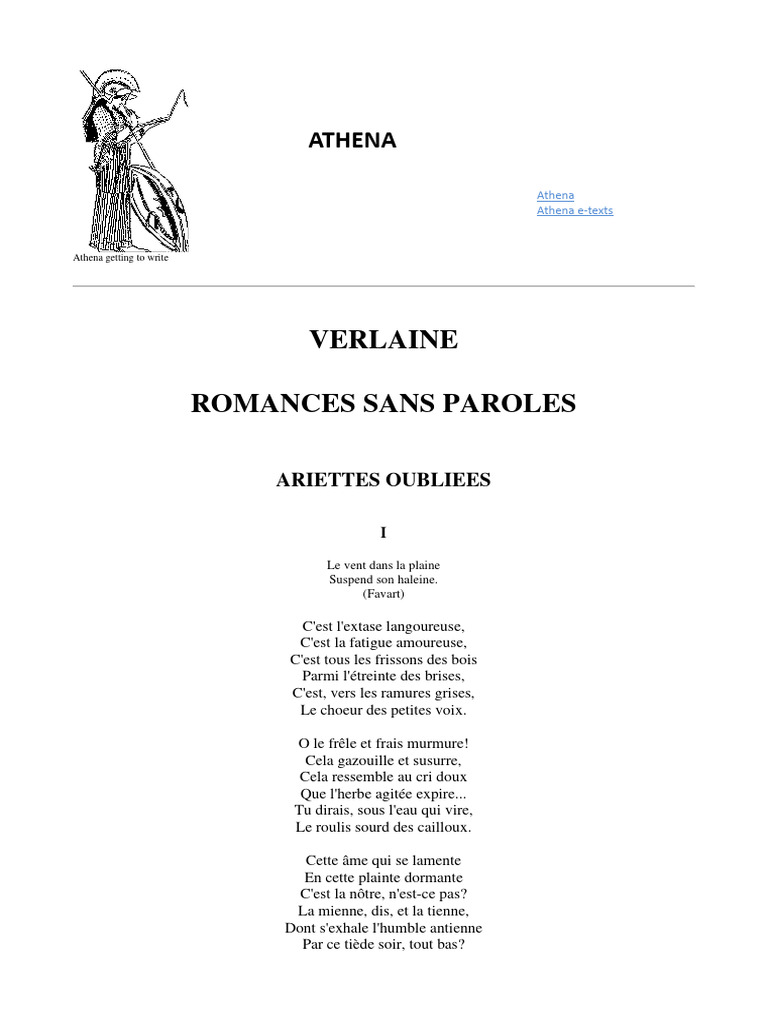 Verlaine Romances Sans Paroles | PDF | Poésie