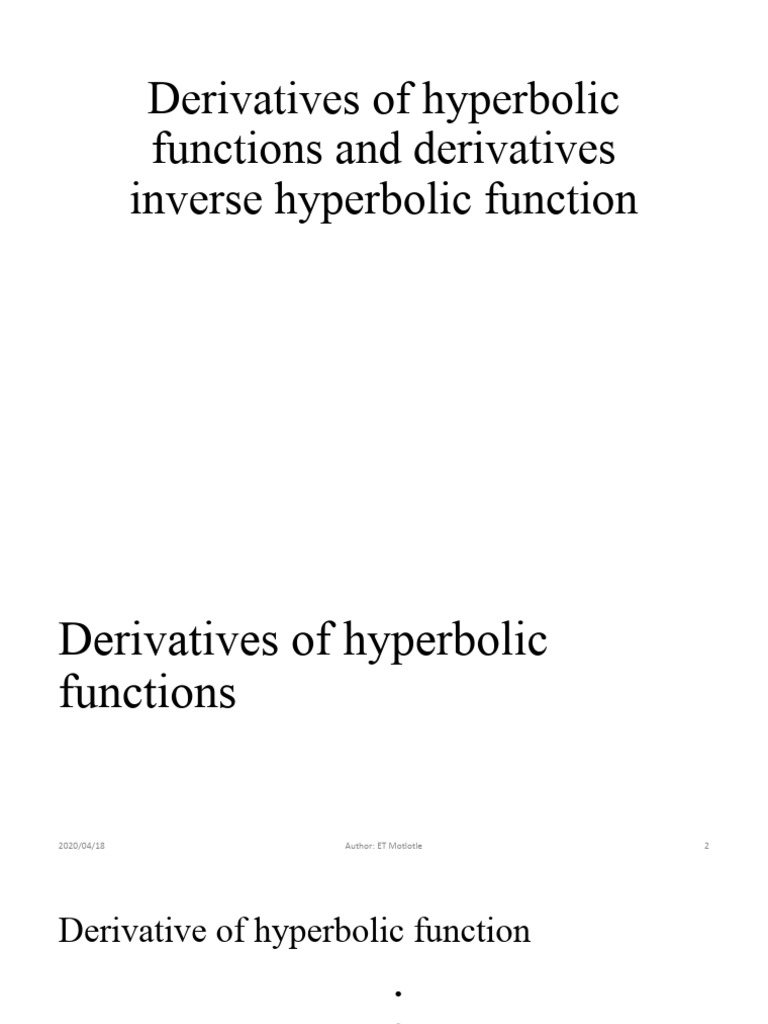 9 - Derivative of Hyperbolic Functions and Inverse Hyperbolic Function ...