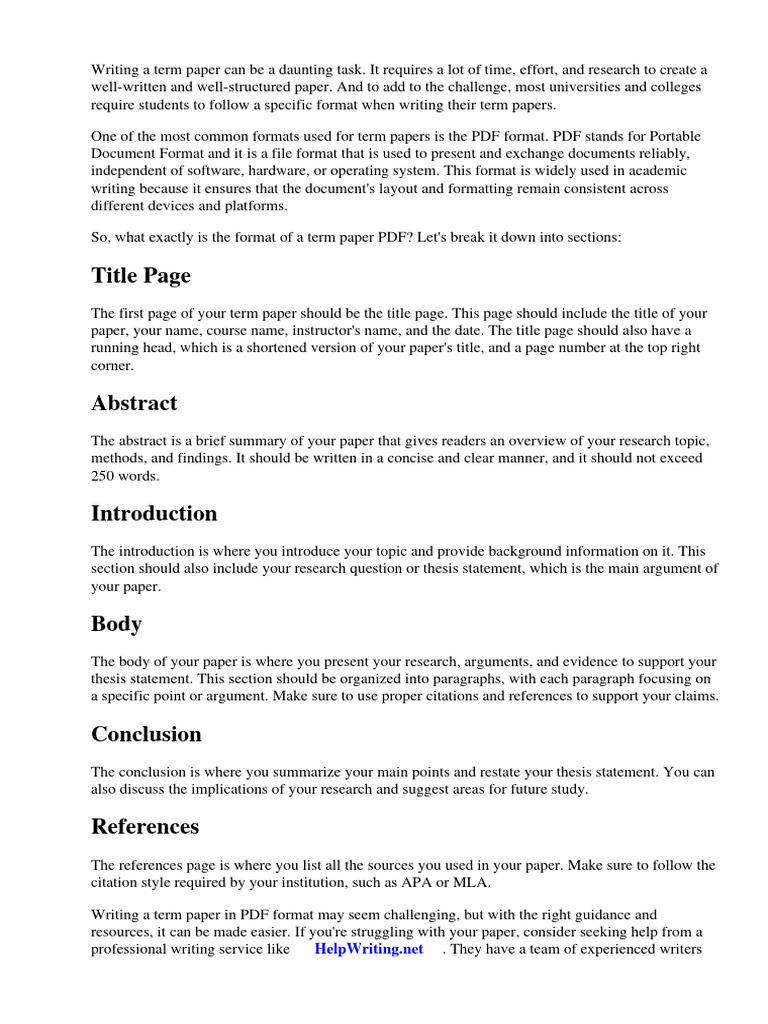 What Is The Format of Term Paper PDF | PDF | Citation | Essays