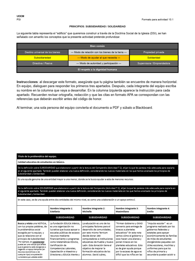 PSI Formato para Actividad 10.1 | PDF | México