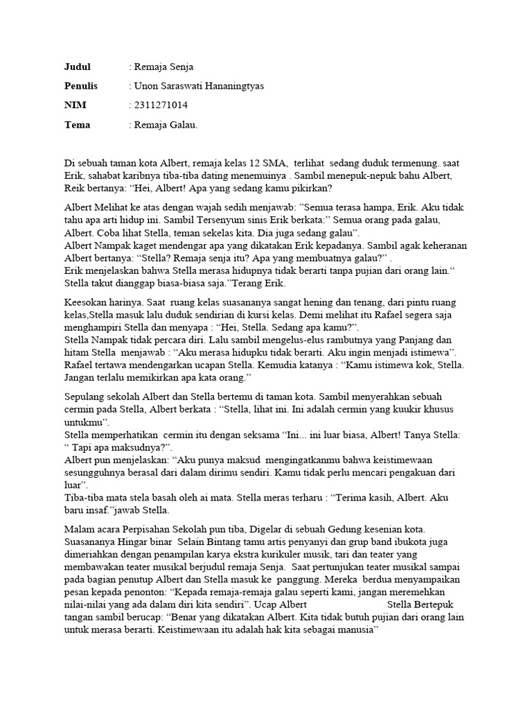 Cerpen Remaja Senja Word | PDF