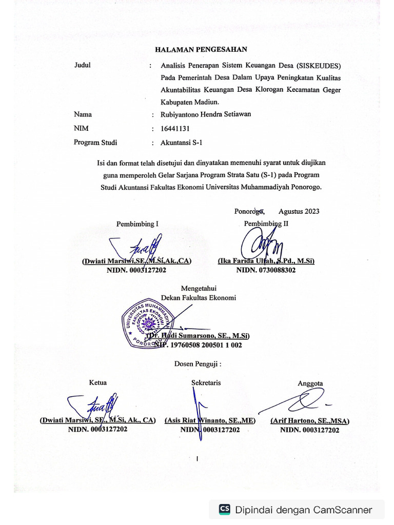 Scan Lembar Pengesahan Skripsi | PDF