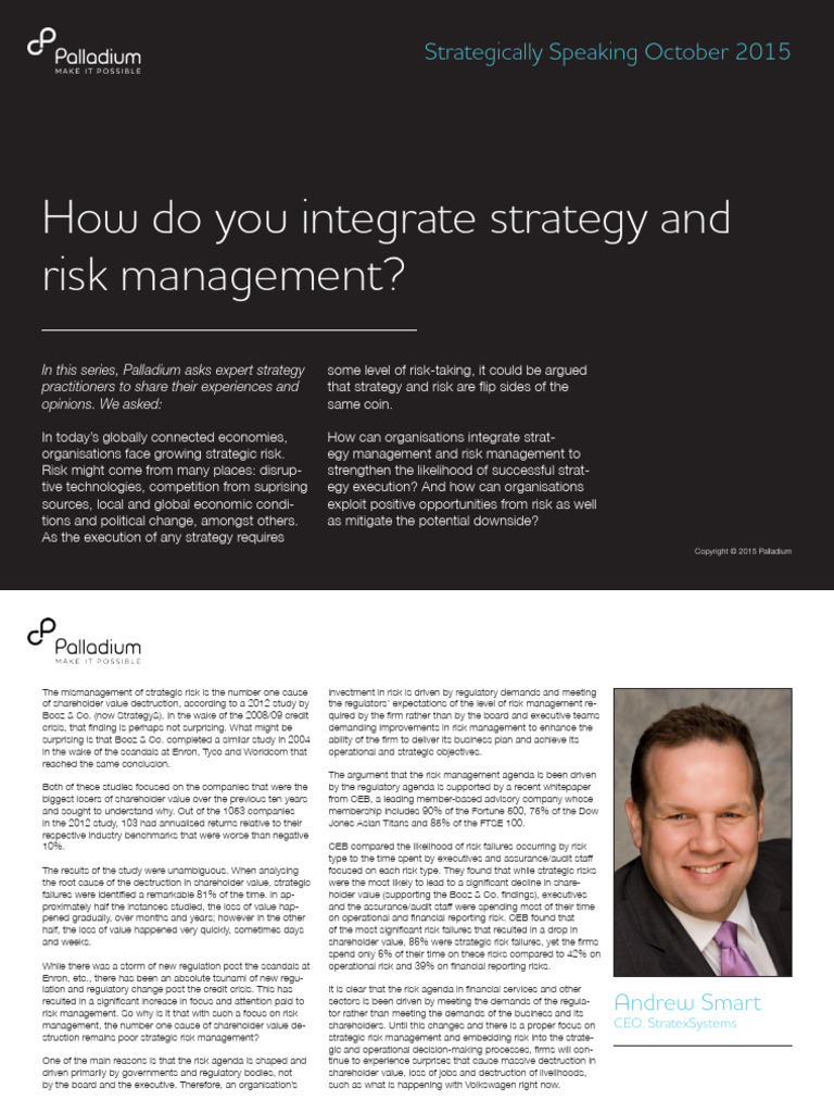 Strategically Speaking October 2015 | PDF | Risk | Risk Management