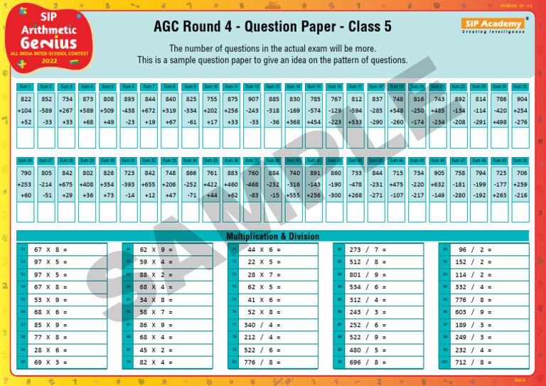 AGC Class 5 Round 4 Sample Paper | PDF