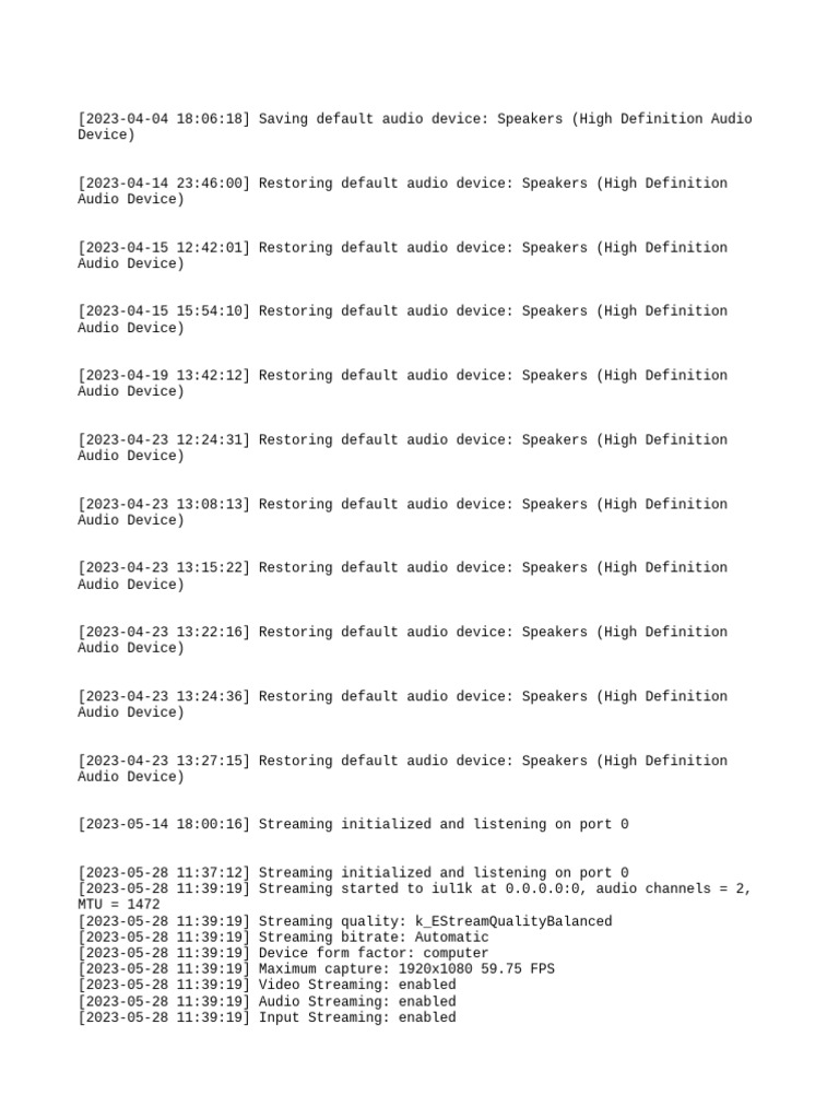 Streaming Log | PDF | Frame Rate | Bit Rate