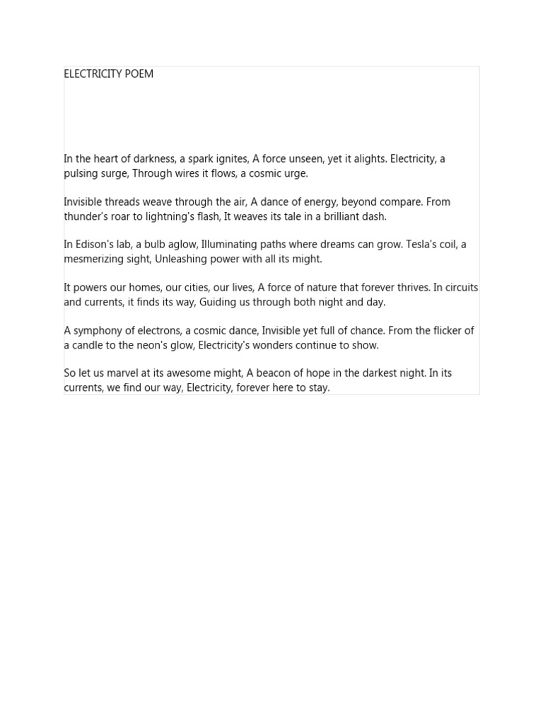 Electricity Poem | PDF