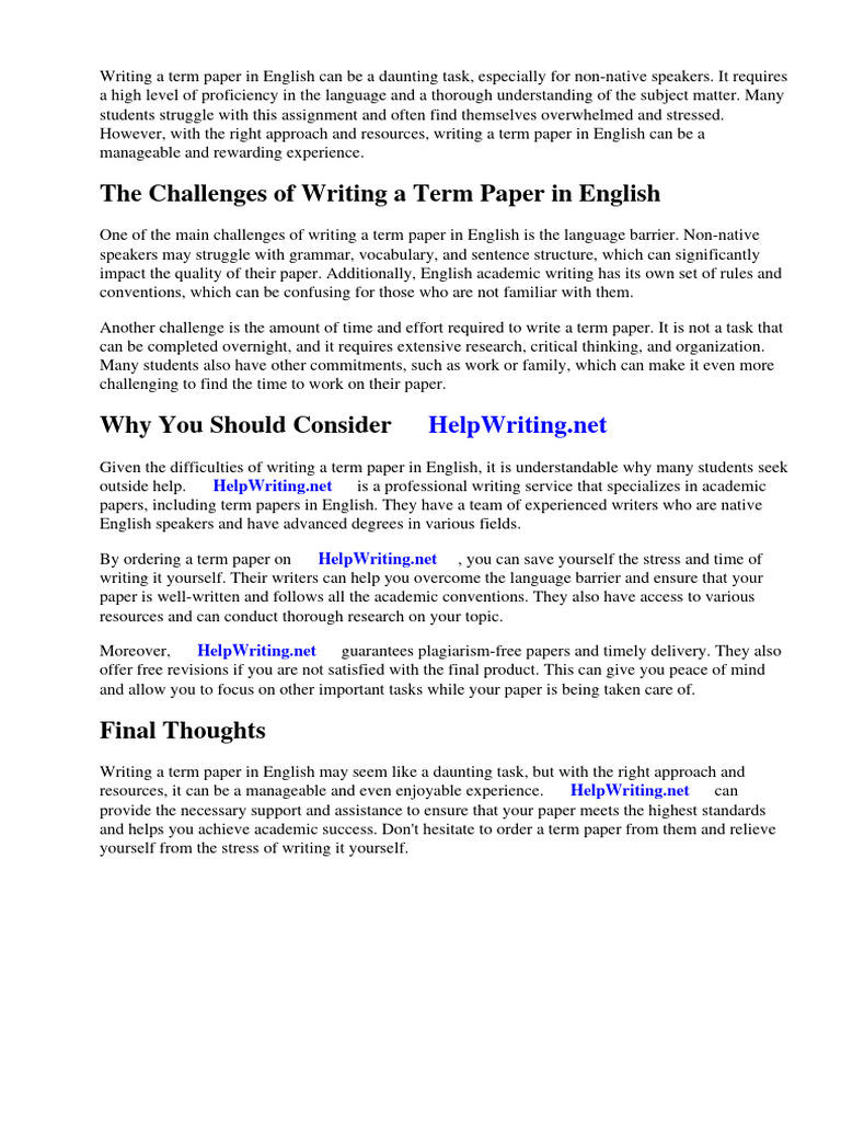 How To Write A Term Paper in English | PDF | English Language | Thesis